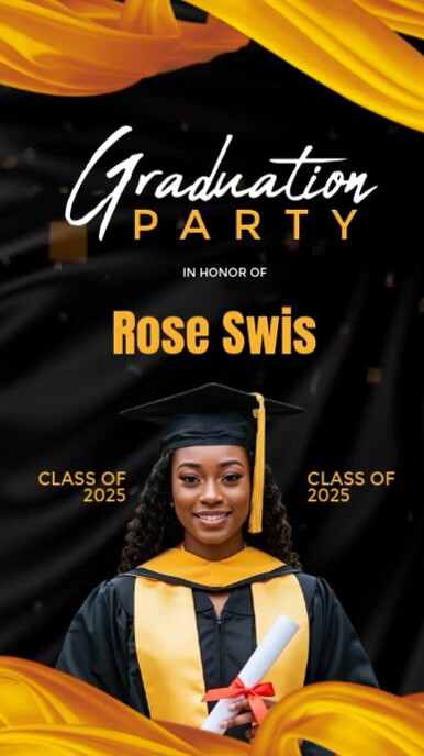 Black Maximalist Graduation Party Instagram Reel Template | PosterMyWall