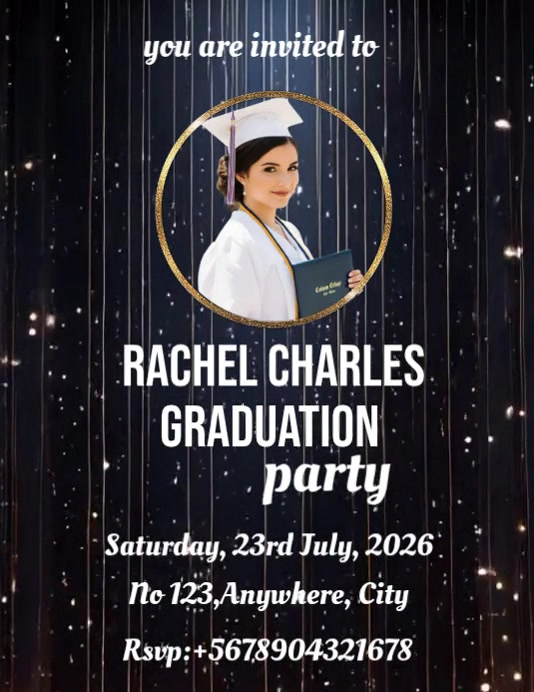 Plantilla de Black Maximalist Graduation Party Invitation Flyer (us ...