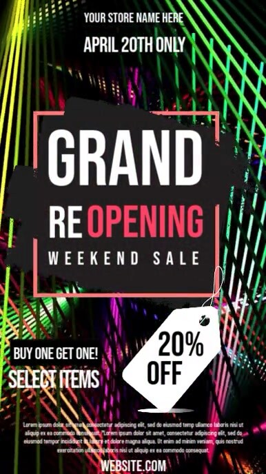 Black Maximalist Grand Opening Ads Digital Display (9:16) Template ...