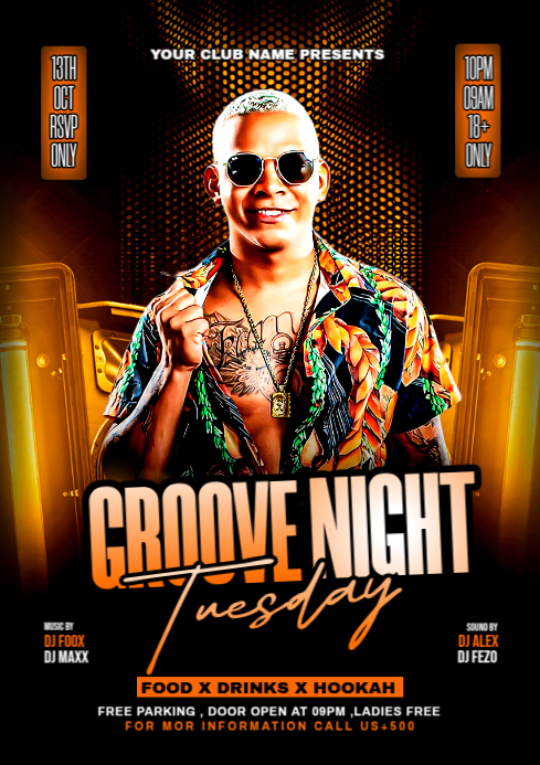 Black Maximalist Groove Night Party A4 Template | PosterMyWall