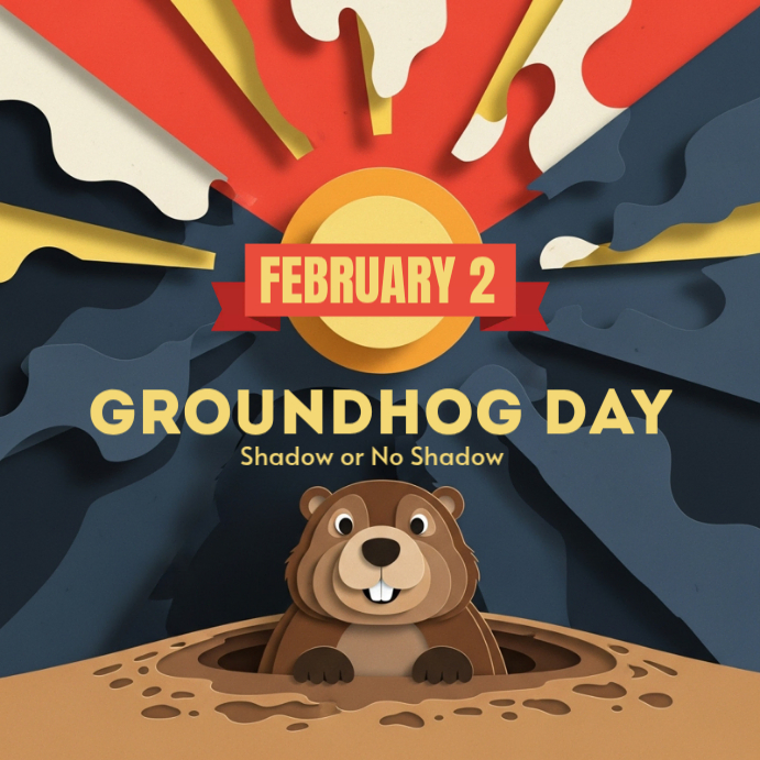 Black Maximalist Groundhog Day Holiday Poster Template Instagram Post ...