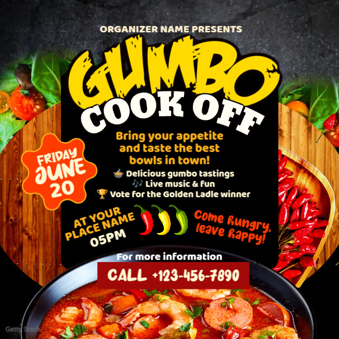 Copy of Black Maximalist Gumbo Cook Off Instagram Post | PosterMyWall