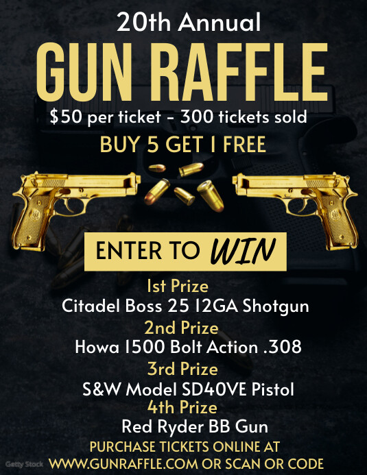 Copy of Black Maximalist Gun Raffle Flyer (us Letter) | PosterMyWall