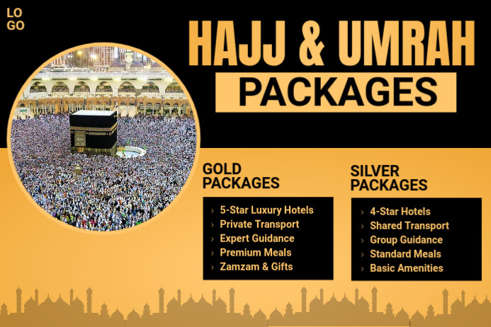 Copy of Black Maximalist Hajj & Umrah Packages Label | PosterMyWall