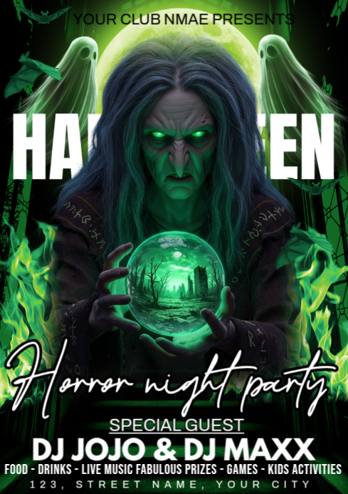 Black Maximalist Halloween A4 Template | PosterMyWall