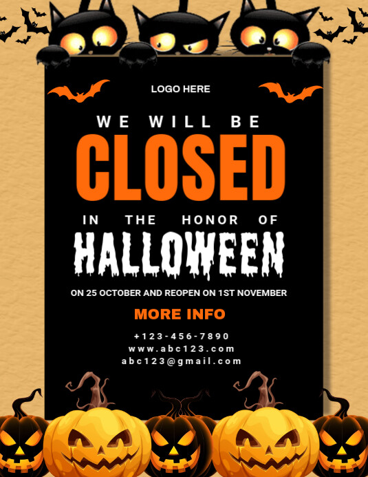 Black Maximalist Halloween Closed Flyer (us Letter) Template | PosterMyWall