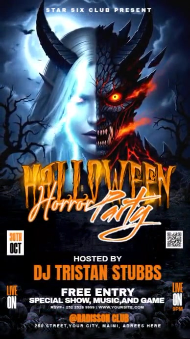 Black Maximalist Halloween Club Horror Party Night Instagram Reel ...