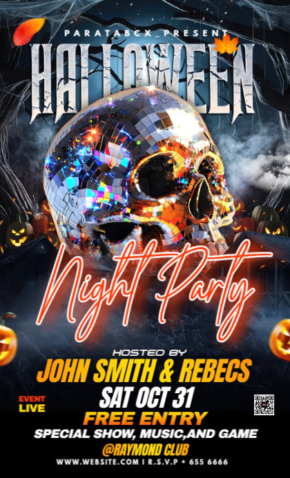 Black Maximalist Halloween Night Poster Us Legal Template | PosterMyWall