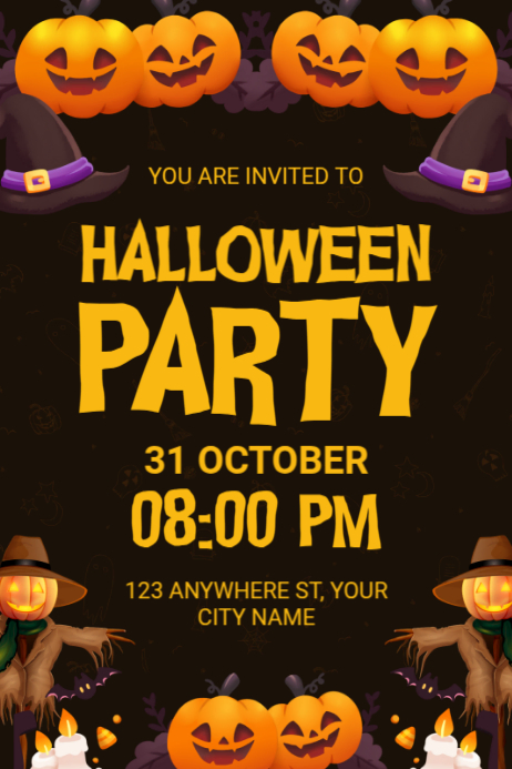 Black Maximalist Halloween Party Poster Template | PosterMyWall