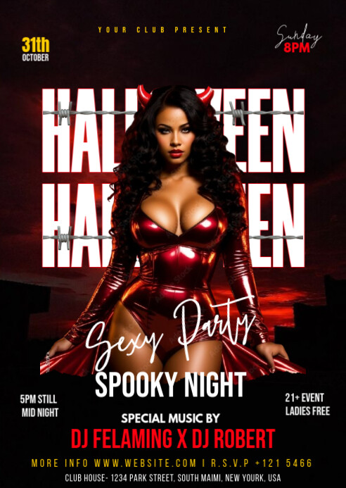 Black Maximalist Halloween Sexy Party A6 Template | PosterMyWall