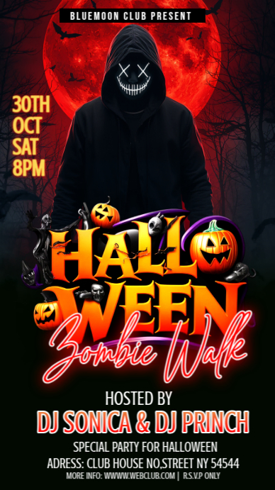 Black Maximalist Halloween Zombie Walk Instagram Story Template ...