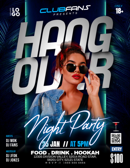 Black Maximalist Hang Over Night Party Flyer (us Letter) Template ...