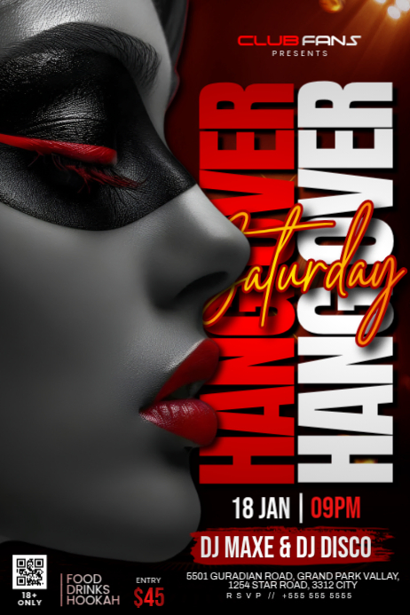 Black Maximalist Hang Over Poster Template | PosterMyWall