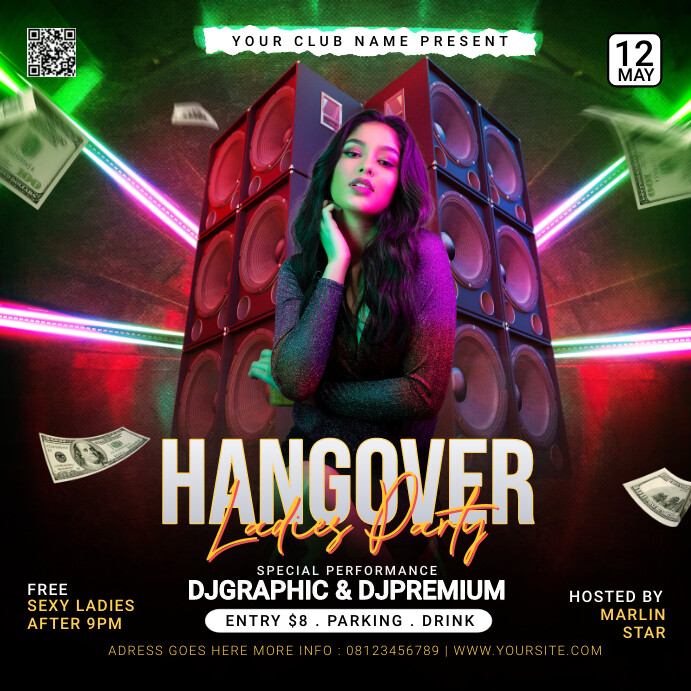 Black Maximalist Hangover Ladies Party Insta Template | PosterMyWall