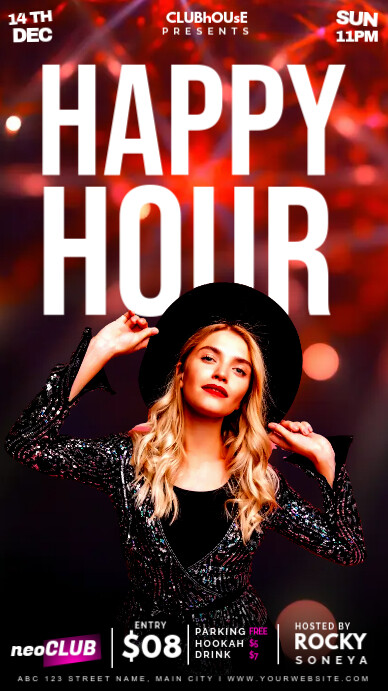Copy of Black Maximalist Happpy Hour Ad Instagram Story | PosterMyWall