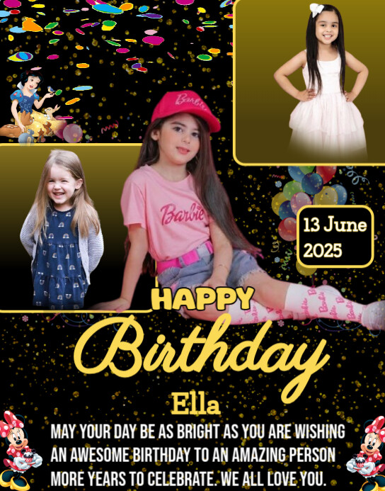 Black Maximalist Happy Birthday Design Poster/wallboard Template ...