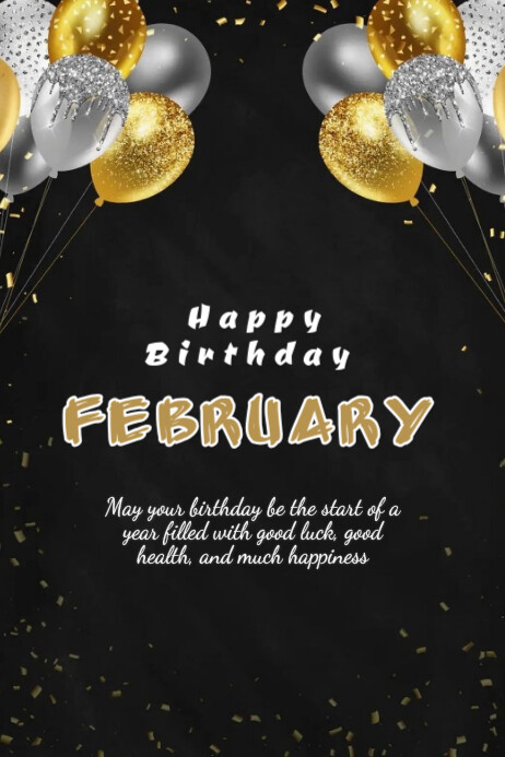 Copy of Black Maximalist Happy Birthday February Banner 4' × 6 ...