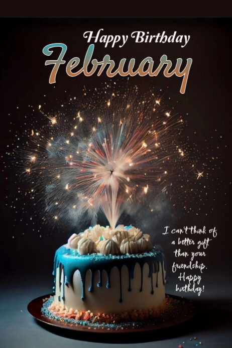 Black Maximalist Happy Birthday February Banner 4' × 6' Templat ...