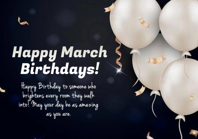 Black Maximalist Happy Birthday March A4 Template | PosterMyWall