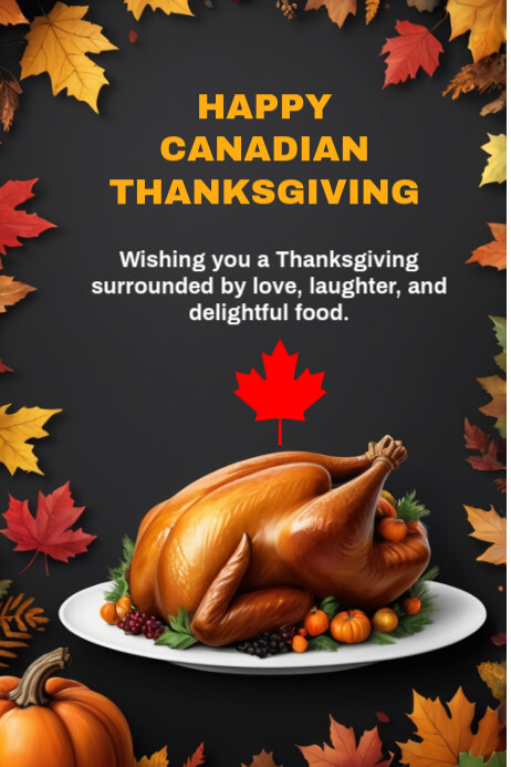 Black Maximalist Happy Canadian Thanksgiving Day Poster Template ...