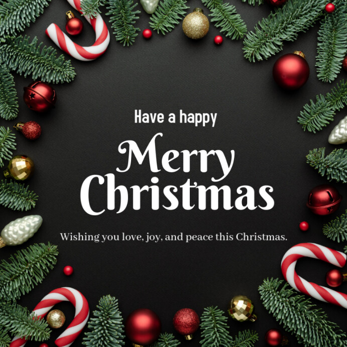 Black Maximalist Happy Christmas Day Cards Instagram Post Template | PosterMyWall