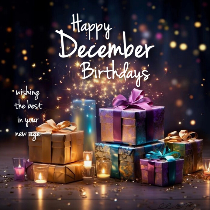 Black Maximalist Happy December Birthdays Instagram Post Template ...