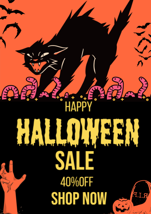 Black Maximalist Happy Halloween Flyers Template A4 | PosterMyWall