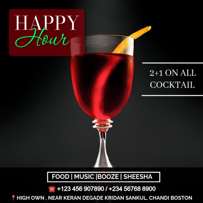 Black Maximalist Happy Hour Template Design Poster Instagram Post ...