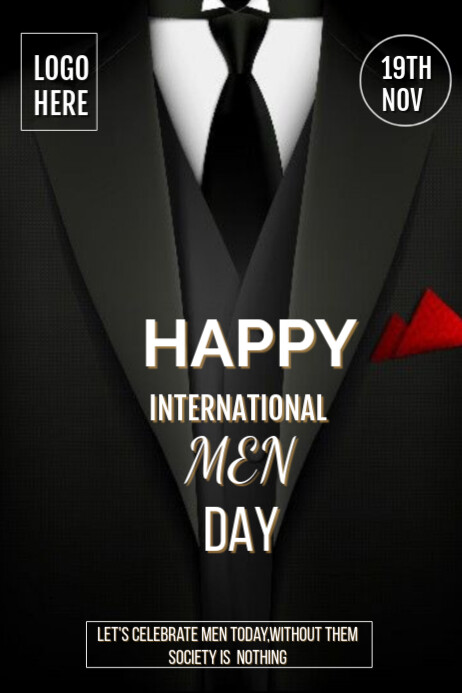 Black Maximalist Happy International Men Day Poster Template | PosterMyWall