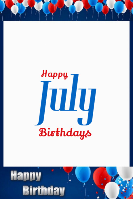 Black Maximalist Happy July Birthdays Banner 4' × 6' Template ...