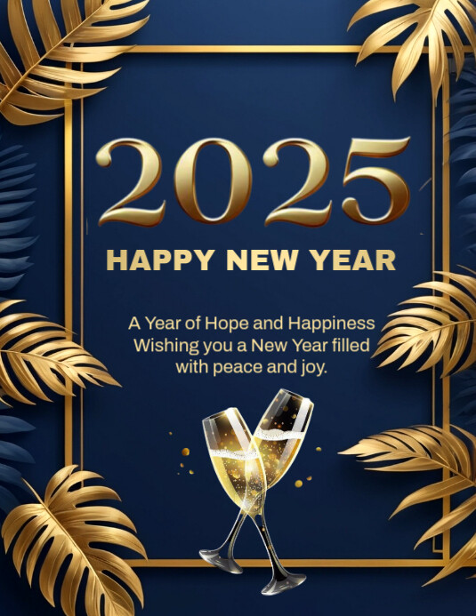 Black Maximalist Happy New Year 2025 Wishes Flyer (us Letter) Template ...