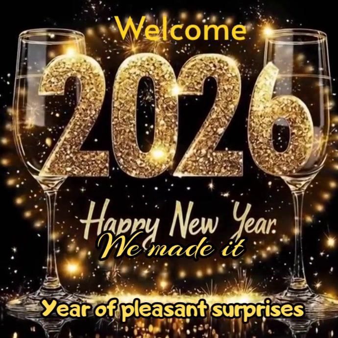 Modèle Black Maximalist Happy New Year 2026 — Thank God We Made It ...