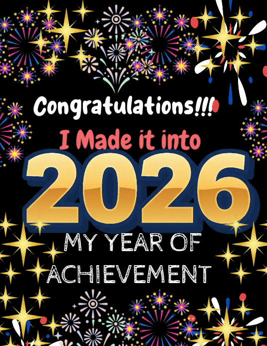 Black Maximalist Happy New Year 2026 Congratulations Image Flyer (us ...