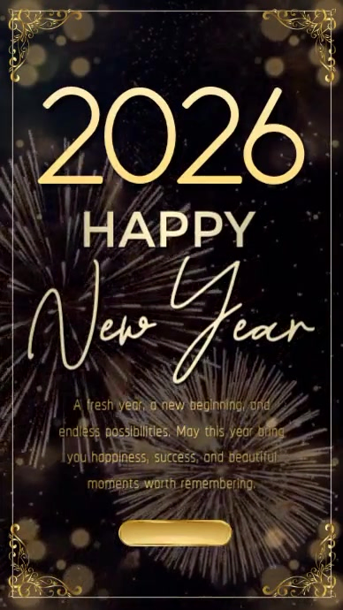 Black Maximalist Happy New Year 2026 Luxury Video Instagram Story ...