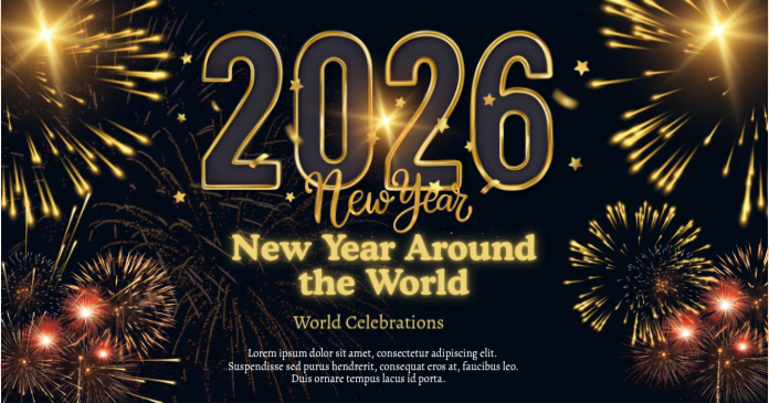 Black Maximalist Happy New Year Facebook Shared Image Template ...