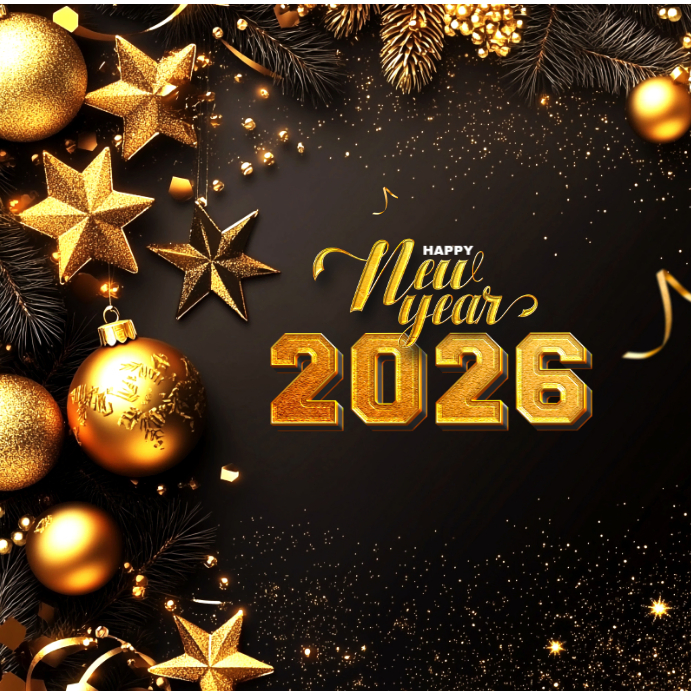 Black Maximalist Happy New Year Wish Card Instagram Post Template ...