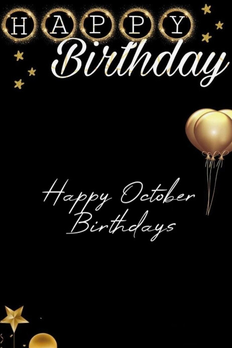 Plantilla de Black Maximalist Happy October Birthdays Bann | PosterMyWall