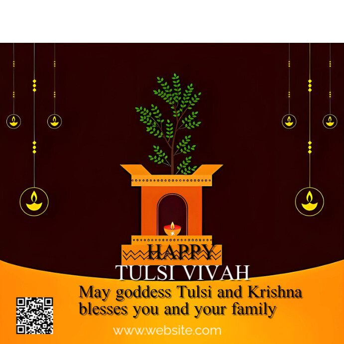 Black Maximalist Happy Tulsi Vivah Instagram Post Template | PosterMyWall