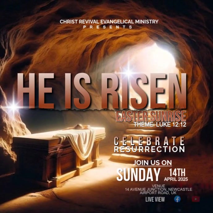 Copy of Black Maximalist He Is Risen Church Service Flyer Instagram Post | PosterMyWall