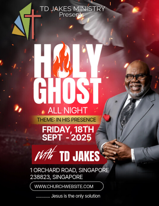 Plantilla de Black Maximalist Holy Ghost Service Flyer (us Letter ...