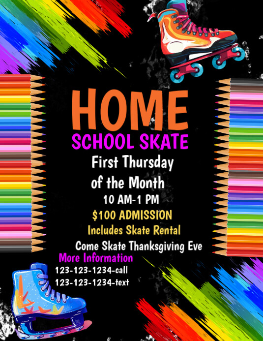 Black Maximalist Home School Skate Flyer (us Template | PosterMyWall