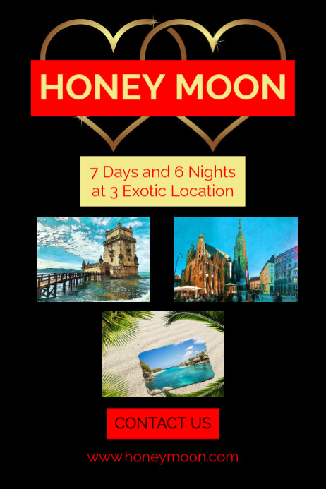 Plantilla de Black Maximalist Honeymoon Poster | PosterMyWall