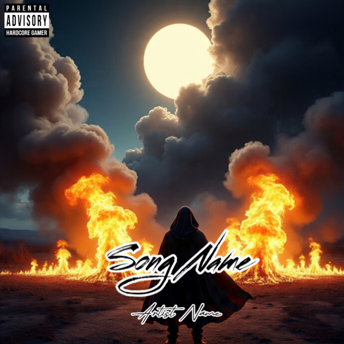 Black Maximalist Hooded Figure Under Fiery Eclipse – Epic Dark Fantasy ...