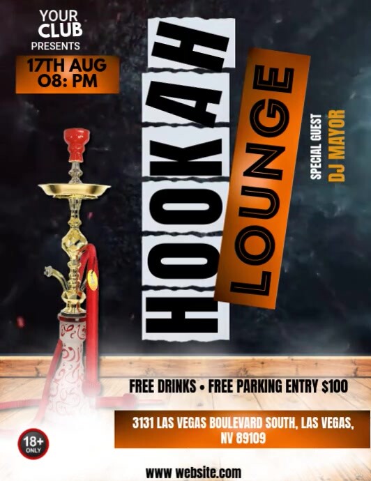 Black Maximalist Hookah Lounge Flyer (us Letter) Template | PosterMyWall