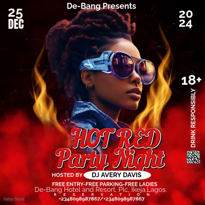 Copy of Black Maximalist Hot Red Night Party Instagra | PosterMyWall