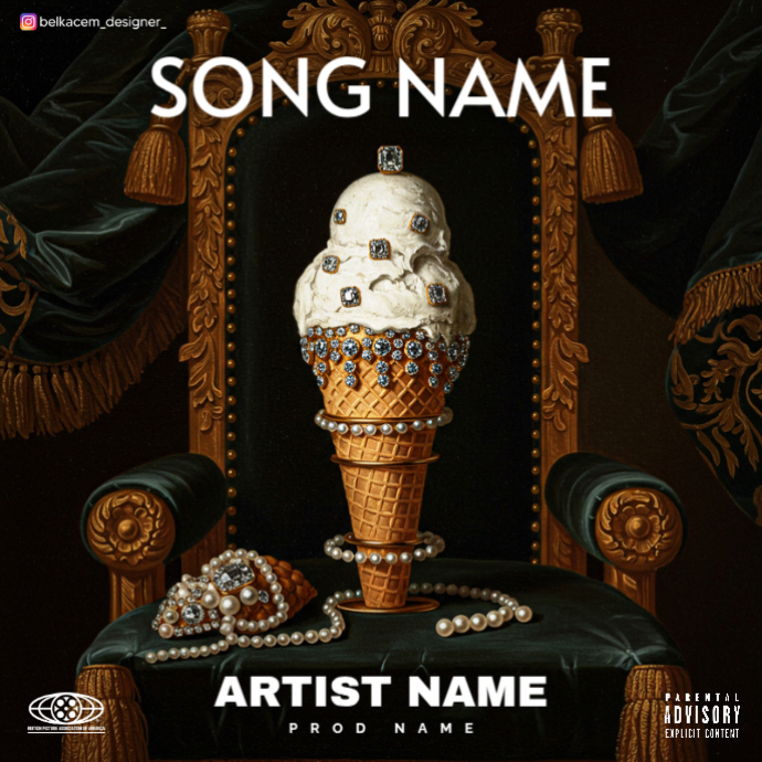 Black Maximalist Ice Cream Royalty Album Cover Template | PosterMyWall