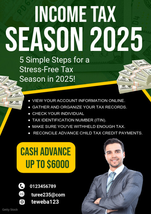 Black Maximalist income tax Tax Season Flyers A4 Template | PosterMyWall