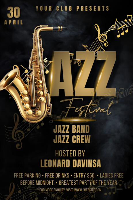 Black Maximalist Jazz Night Banner 4' × 6' Template | PosterMyWall
