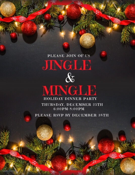 Black Maximalist Jingle & Mingle Christmas Holiday party Invitation ...