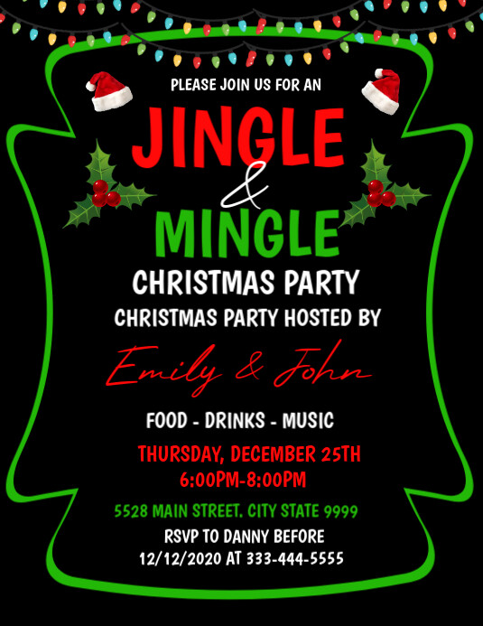 Copy of Black Maximalist Jingle And Mingle Christmas Party Flyer (us ...